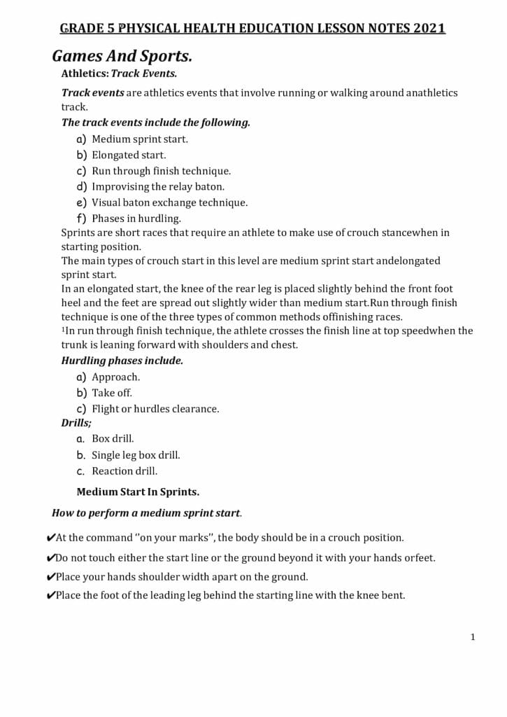Grade 5 physical health education notes - Elimplex