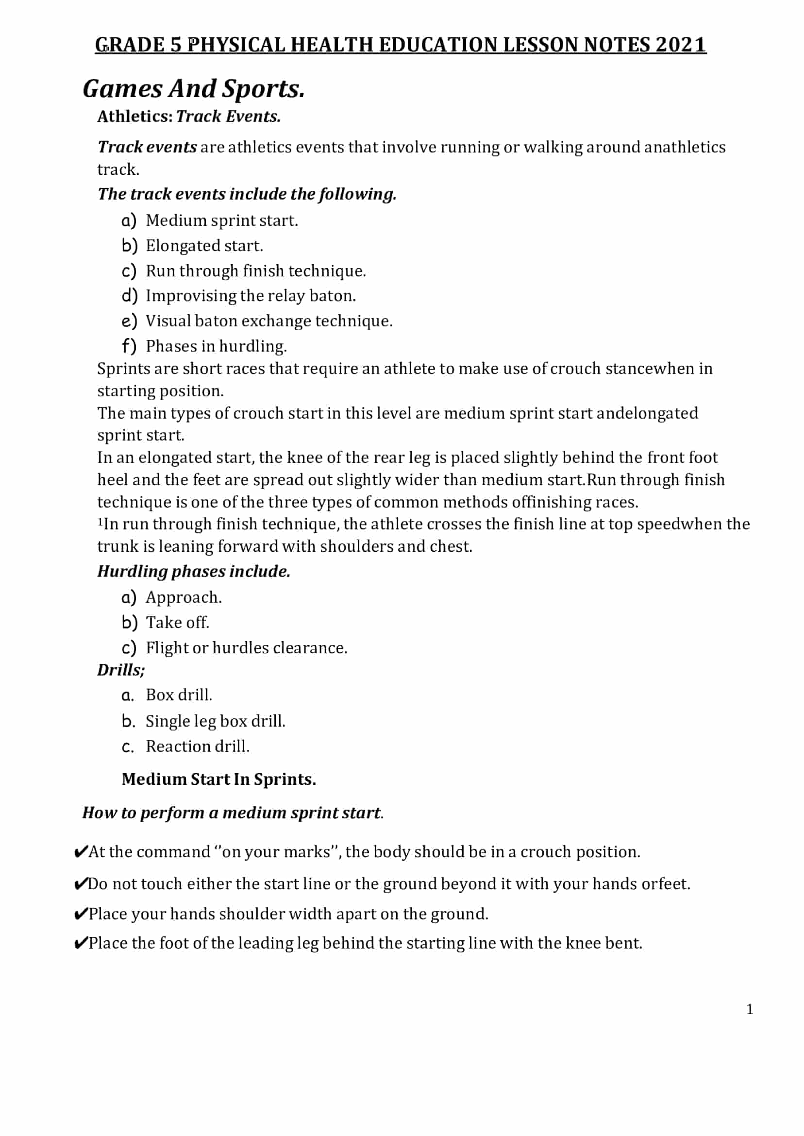 Grade 5 physical health education notes - Elimplex