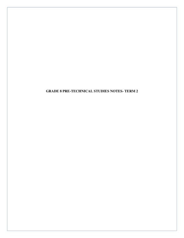 Grade 8 Rationalized Pre-Technical Lesson Notes Term 2 - Elimplex
