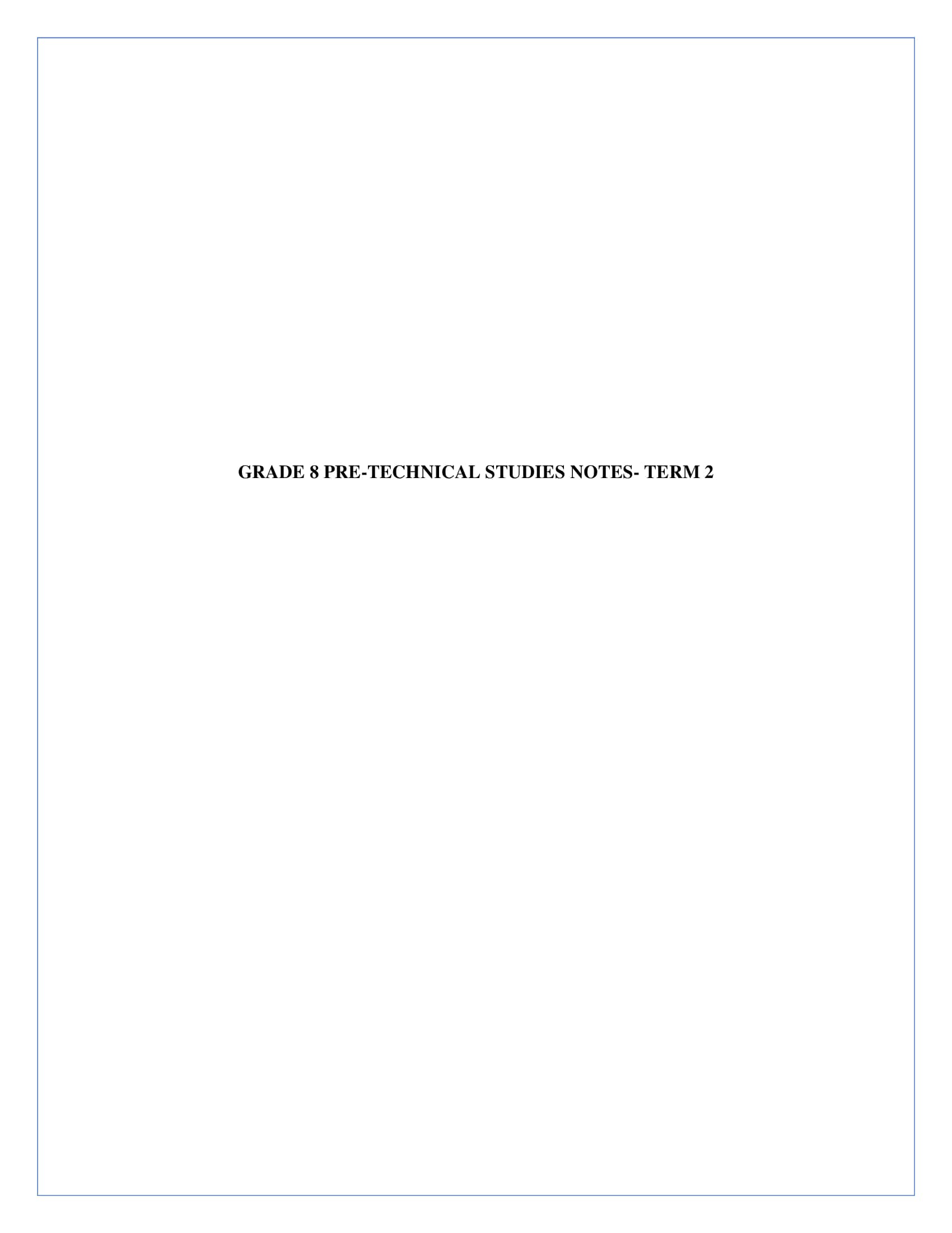 Grade 8 Rationalized Pre-Technical Lesson Notes Term 2 - Elimplex