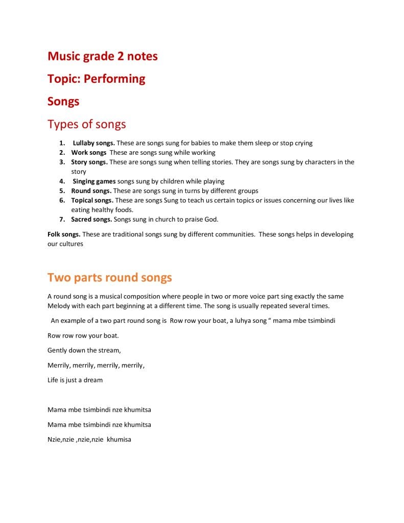 Grade 2 Music Notes - Elimplex