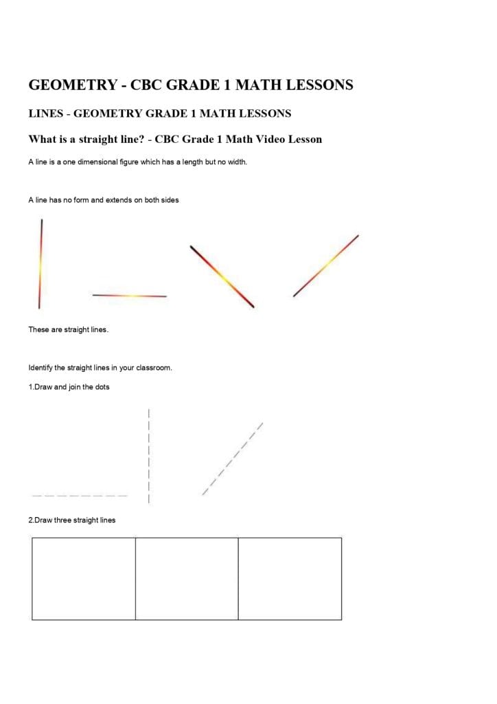 Grade 1 Rationalized Mathematics Notes on Geometry - Elimplex