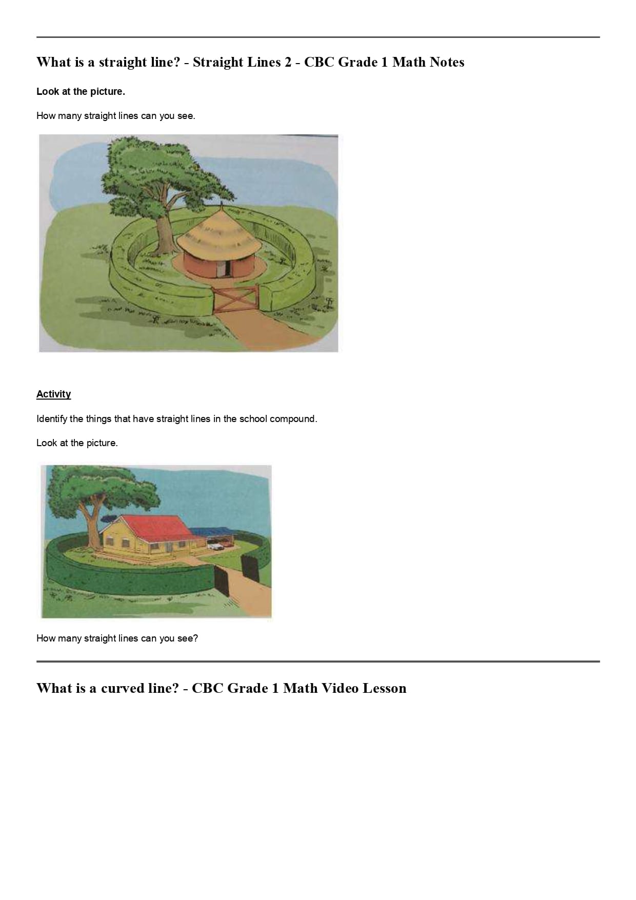 Grade 1 Rationalized Mathematics Notes on Geometry - Elimuplex