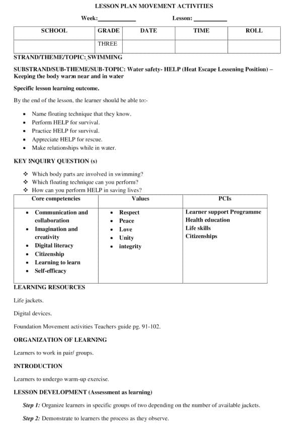 Grade 3 Physical and Health Education Term 2 - Elimplex