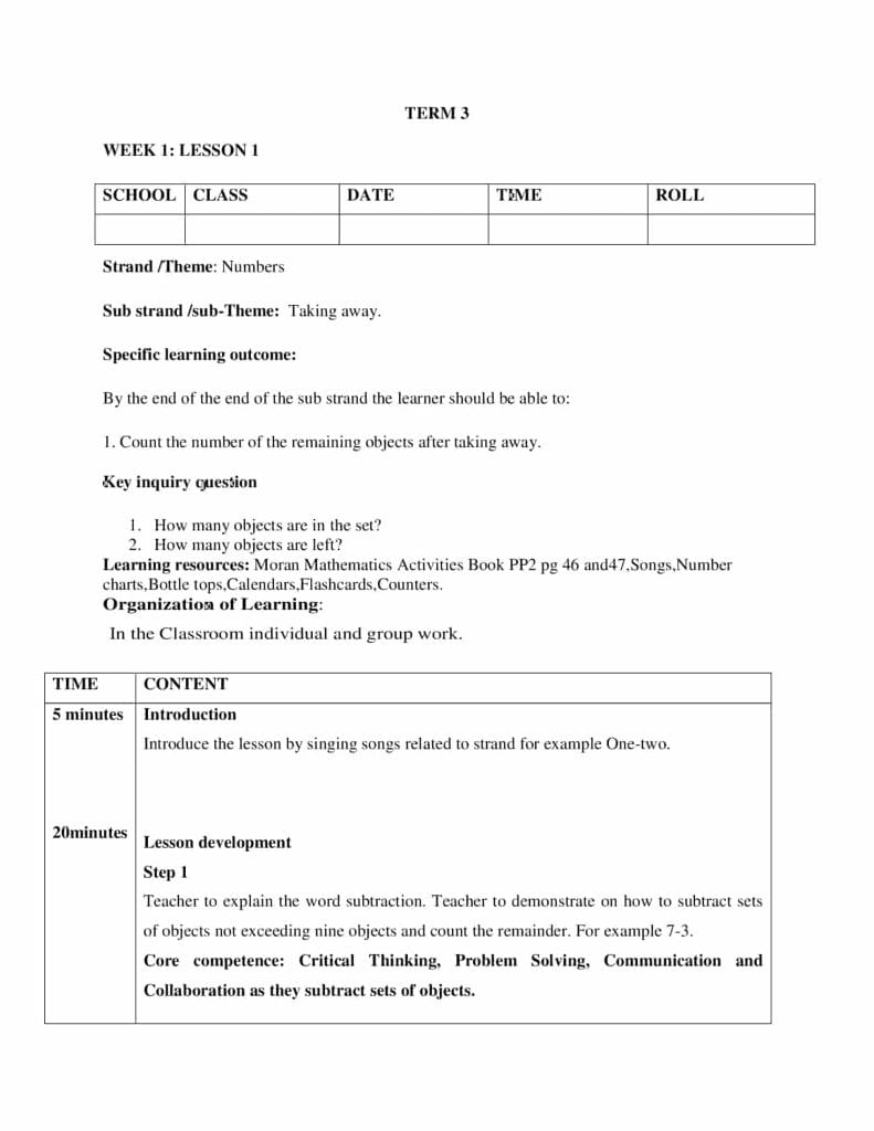 PP2 Mathematics Activities Lesson Plans Term 3 - Elimplex