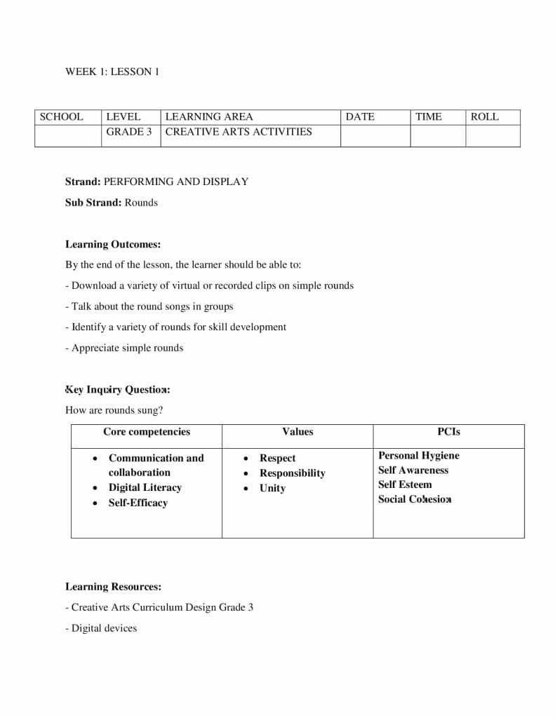 Grade 3 Rationalised Creative Arts Lesson Plans Term 2 - Elimplex