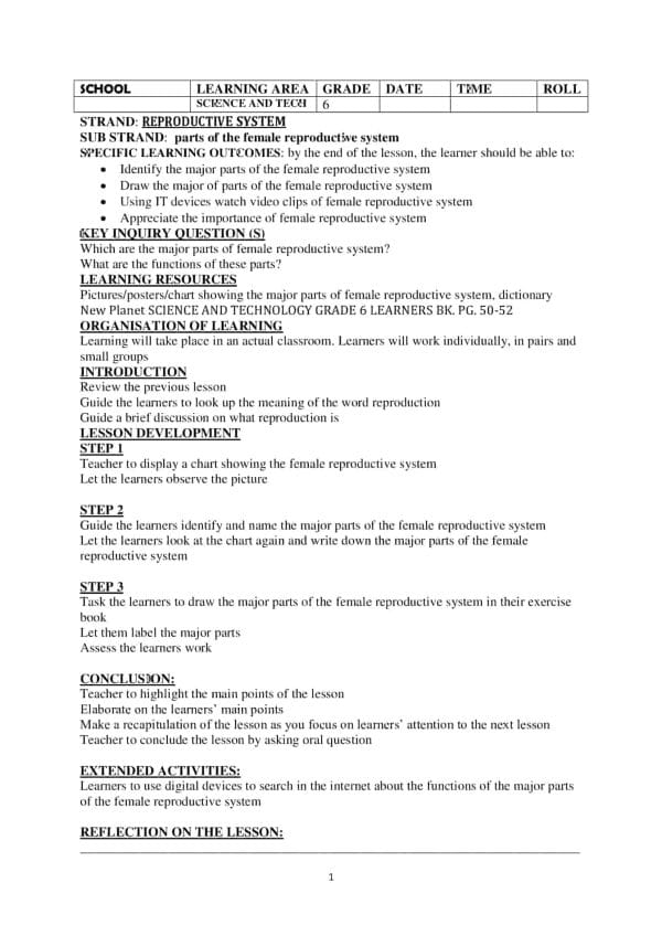 Grade 6 Science and Technology Lesson Plans Term 2 - Elimplex