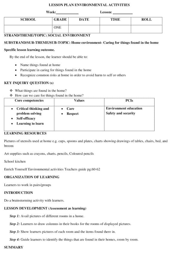 Grade 1 Rationalised Environmental Activities Lesson Plans Term 2 ...