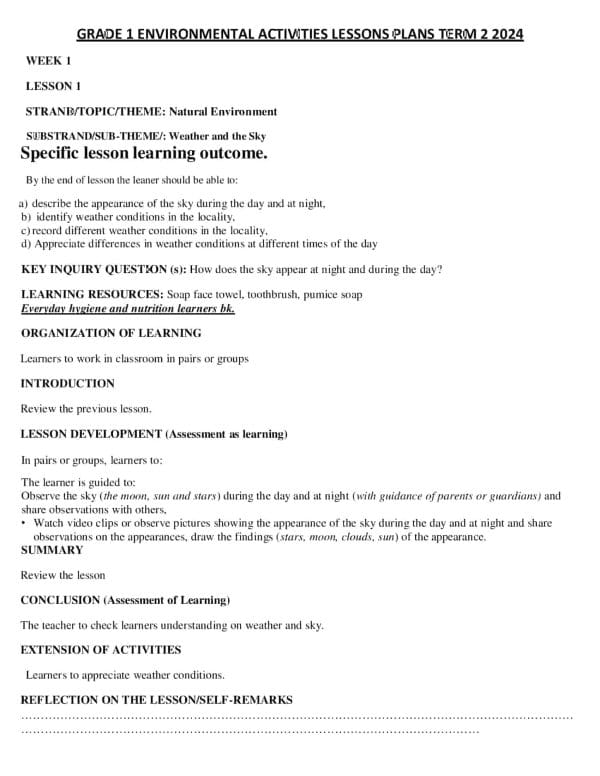 Grade 1 Environmental Activities Lesson Plans Term 2 - Elimplex
