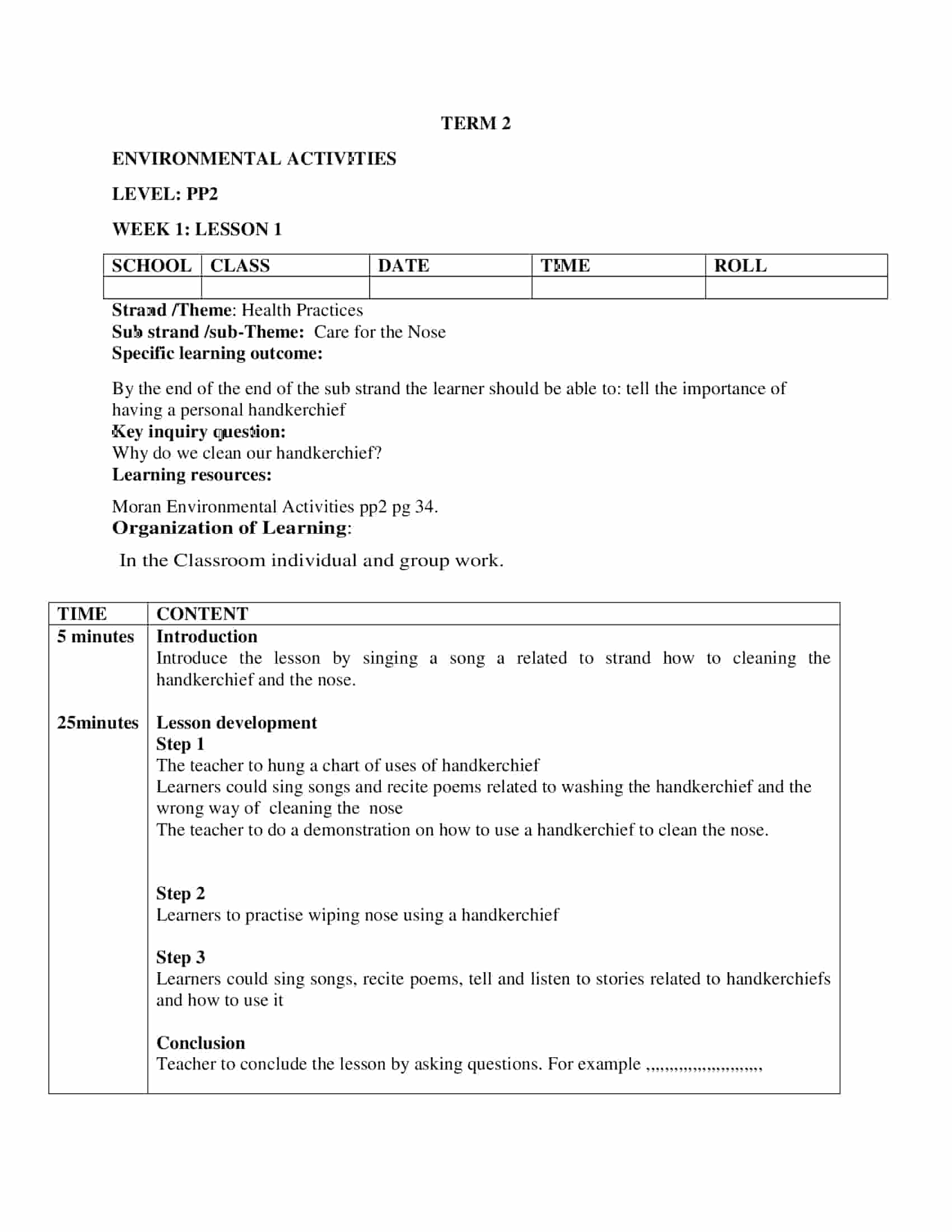 PP2 Rationalised Environmental Activities Lesson Plans Term 2 - Elimplex