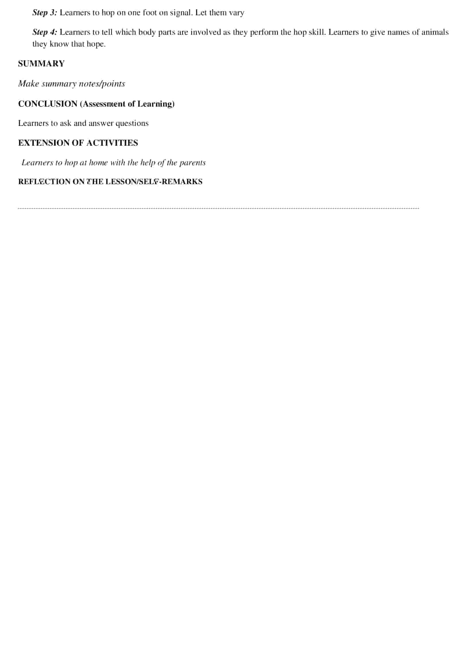 Grade 2 Movement Activities Lesson Plans Term 1 - Elimuplex