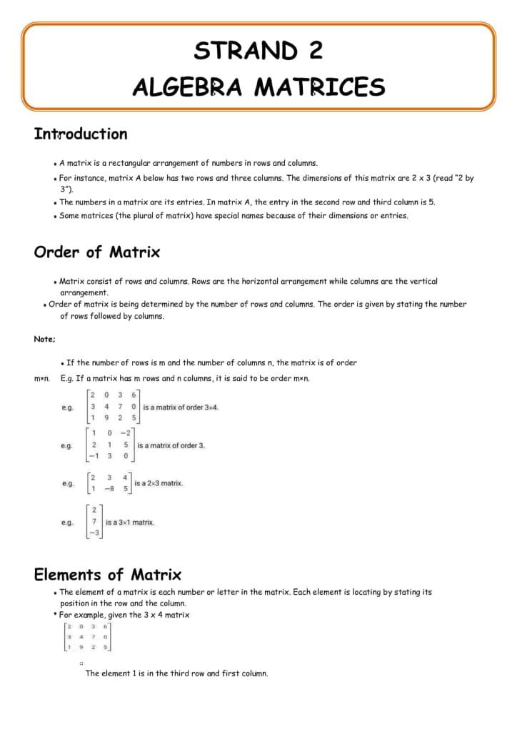 Grade 9 Rationalized Mathematics Notes on Algebra -Strand 2 - Elimplex