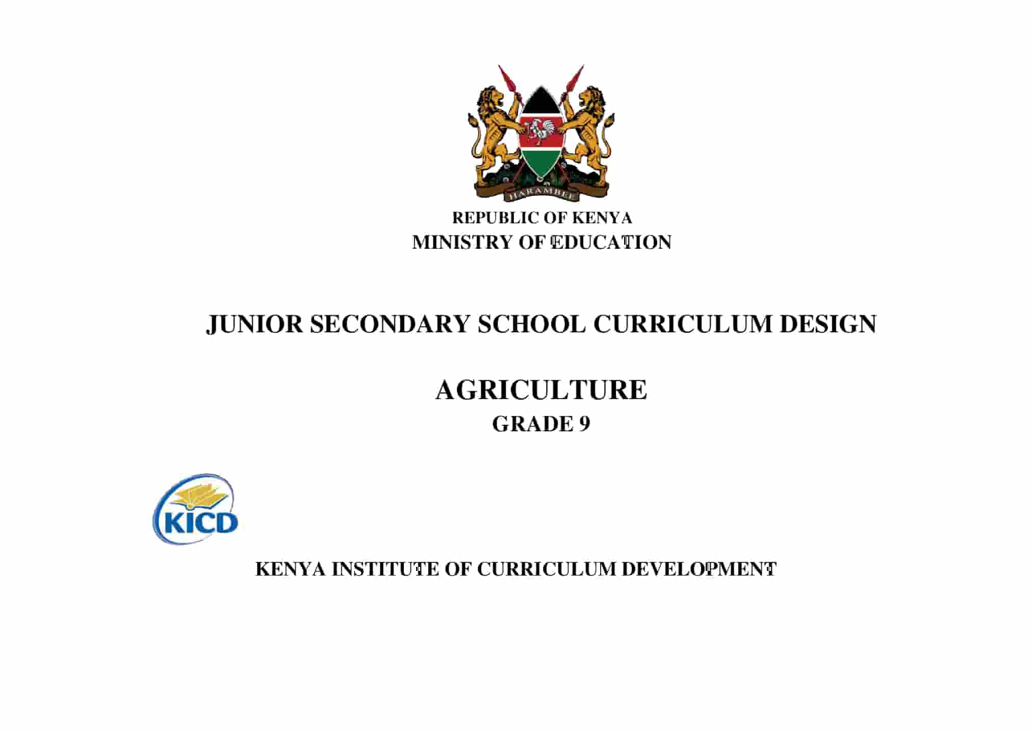 Grade 9 Agriculture Curriculum Design - Elimplex