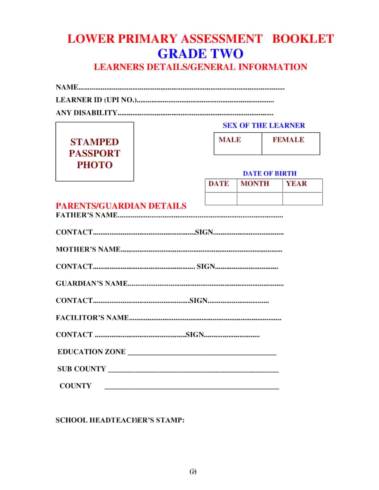 Grade 2 Lower Primary Assessment Booklet - Elimplex