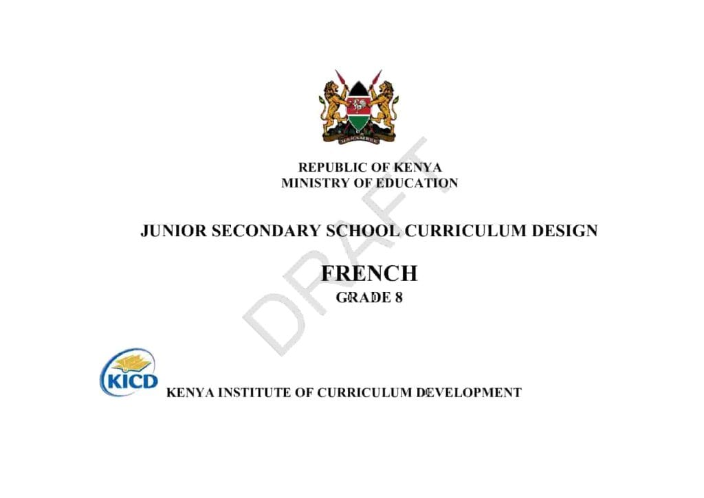 Grade 8 French CBC Curriculum Design - Elimplex