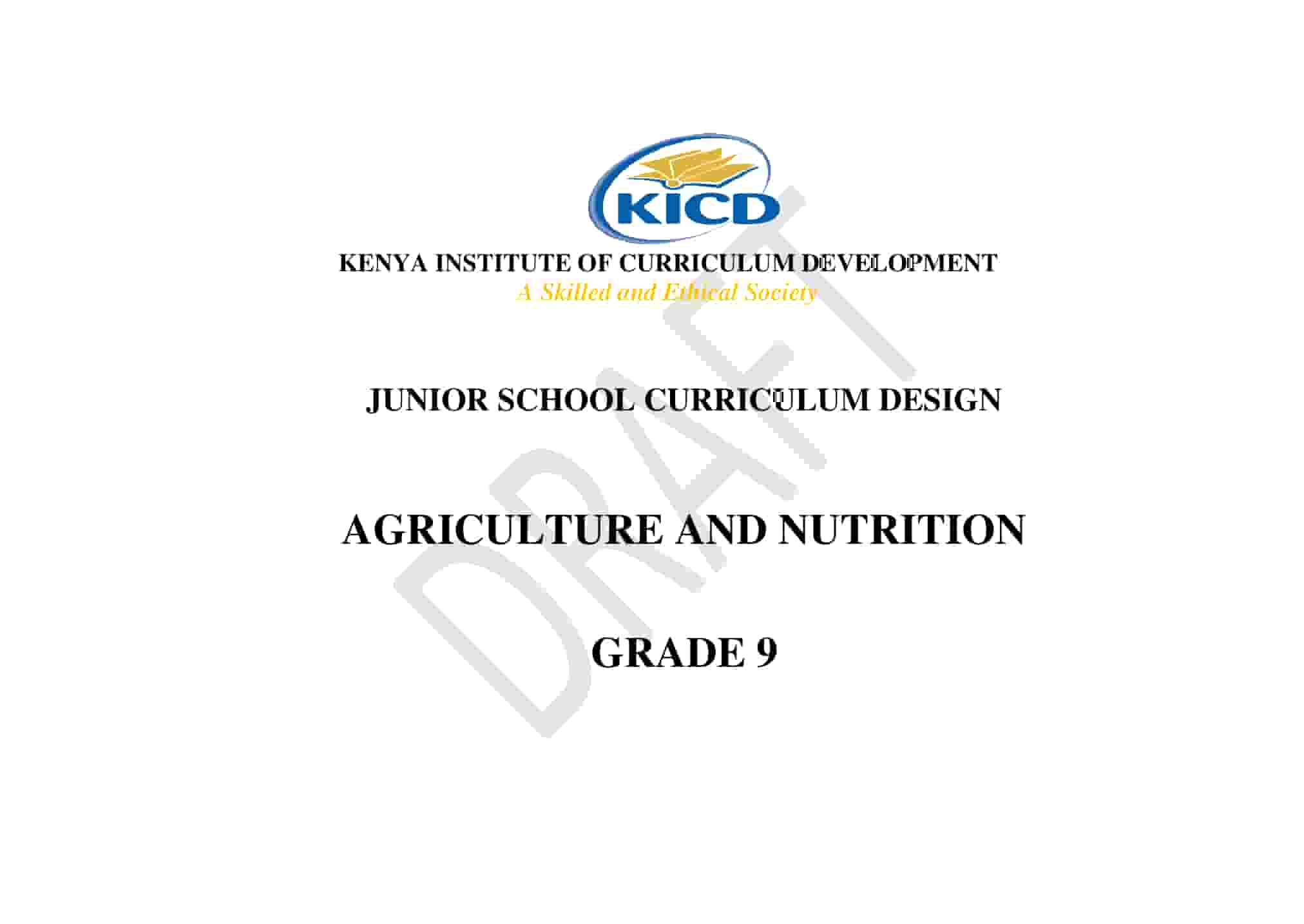 Grade 9 Agriculture and Nutrition Curriculum Design - Elimplex