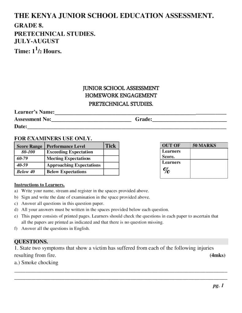 Grade 8 Pre-Technical Studies July-August assignment - Elimplex