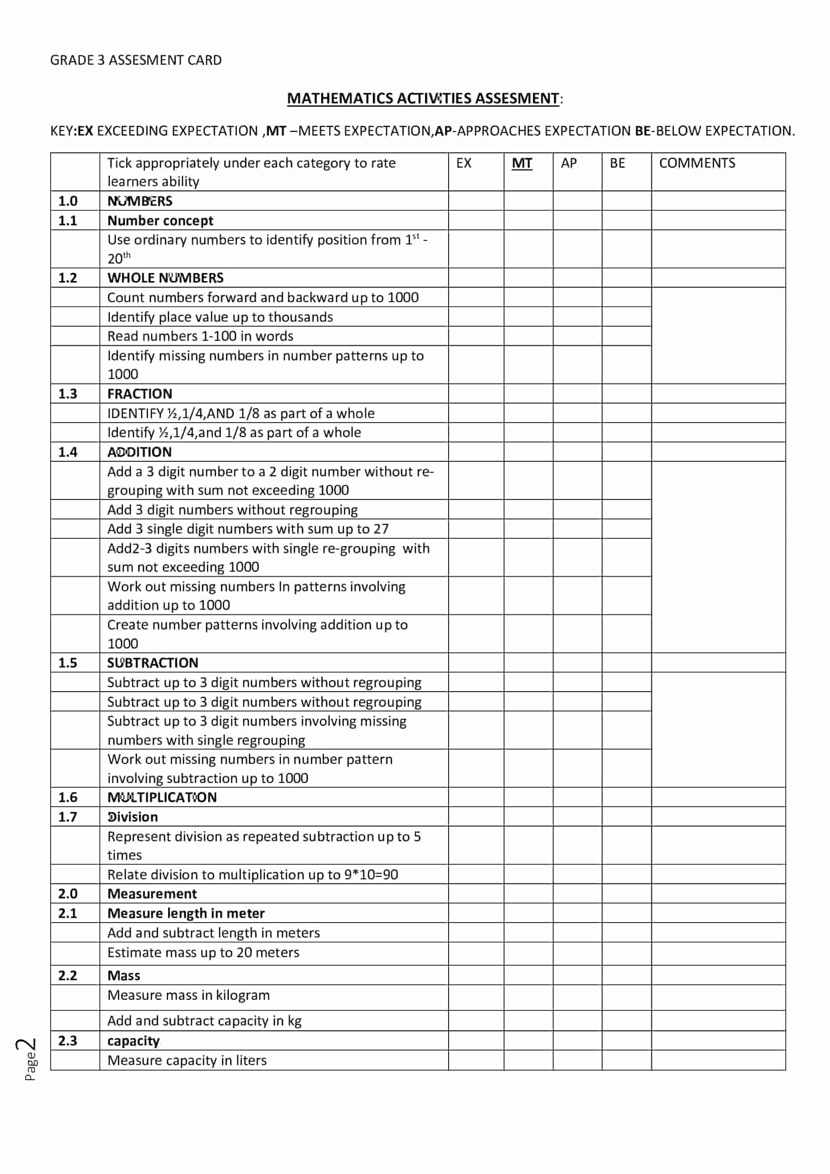 Grade 3 New CBC Report Card - Elimuplex
