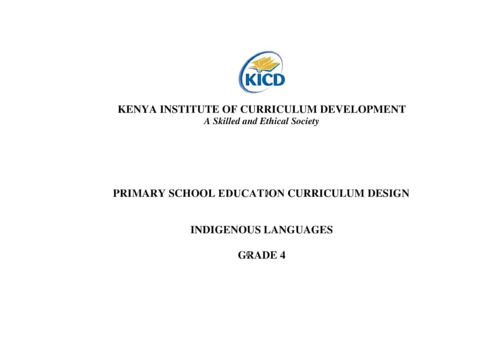 Grade 4 Indigenous Languages CBC Curriculum Design - Elimplex