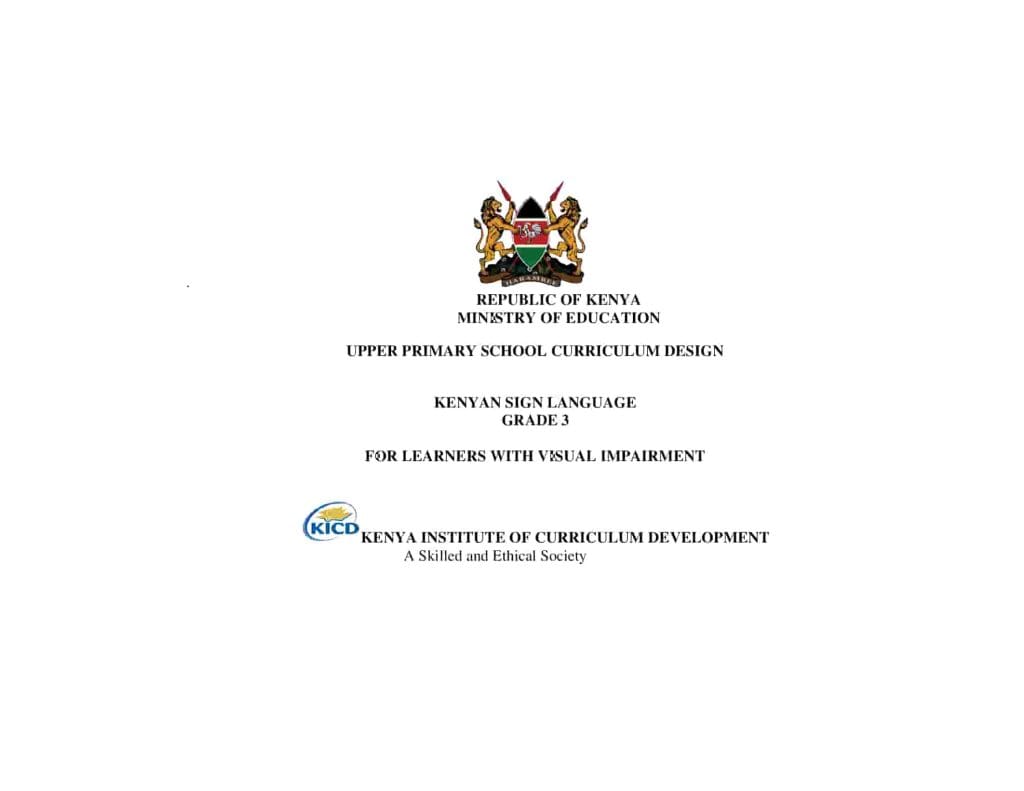 Grade 3 Kenyan Sign Language curriculum design - Elimplex