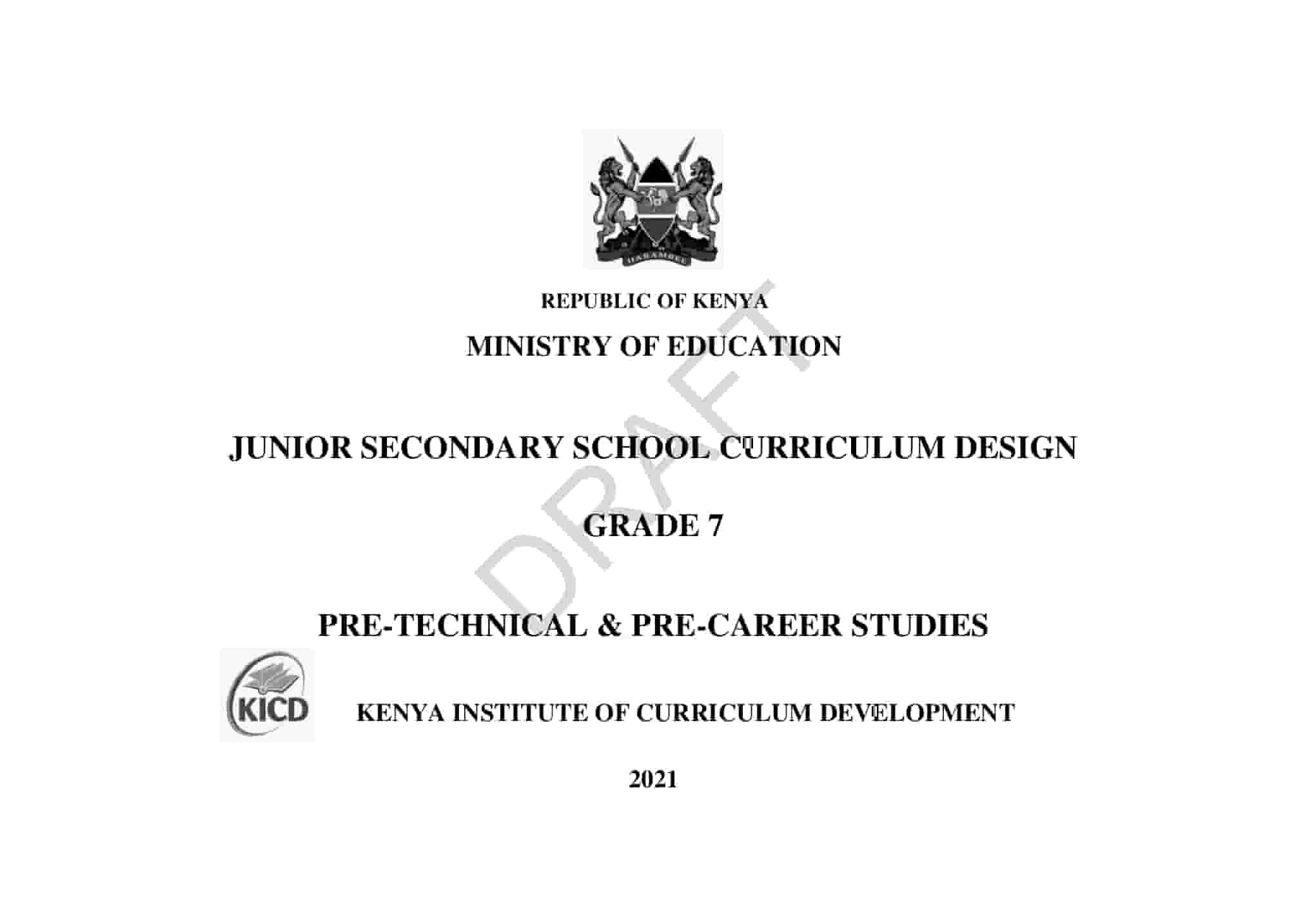 Grade 7 Pre-Tech Pre-Career CBC Curriculum Design - Elimplex