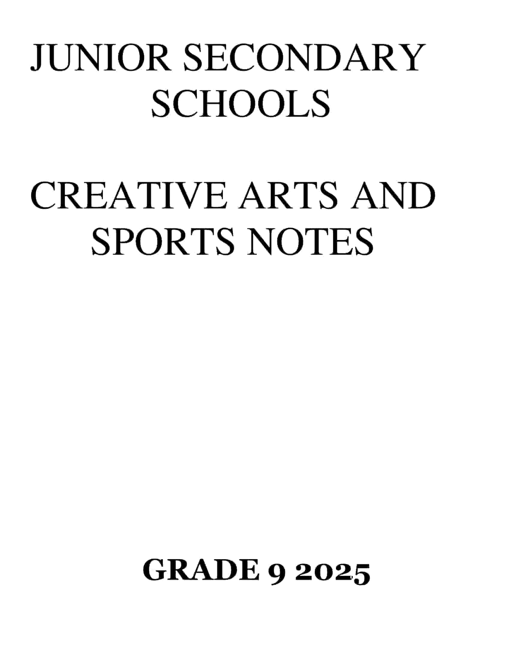 Grade 9 Rationalized Creative Arts and Sports Notes - Elimplex