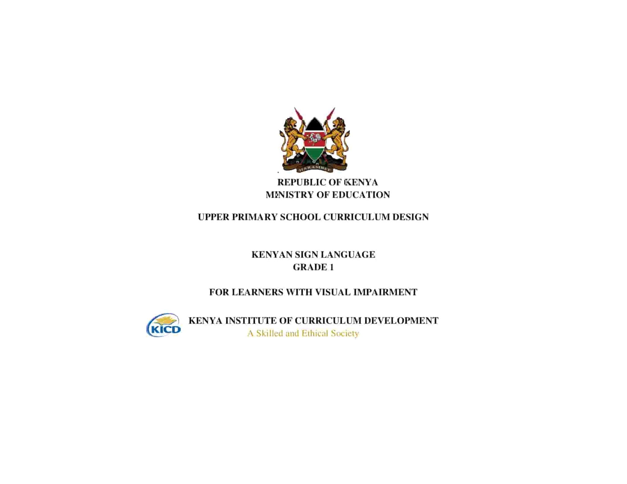 Grade 1 Kenyan Sign Language curriculum design - Elimplex