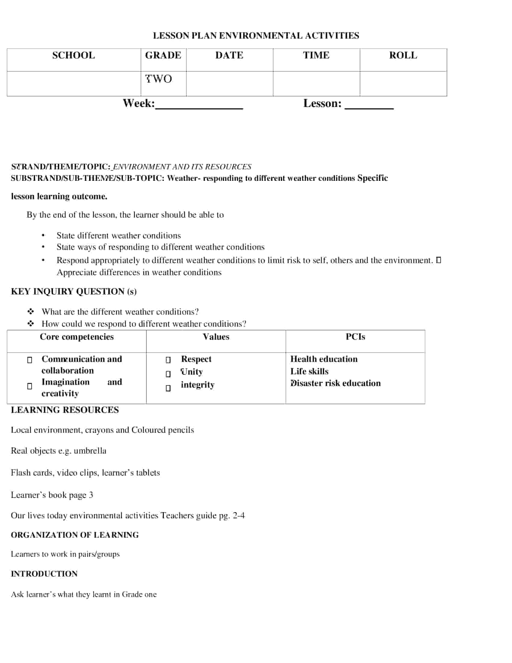 2025 Grade 2 Environmental Activities Lesson Plans Term 1 - Elimplex