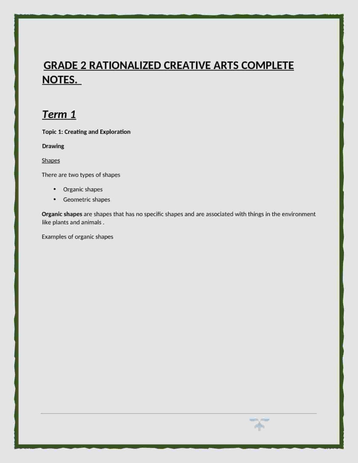 2 Rationalized Creative Arts Complete Notes (Term 1, 2 and 3) - Elimplex