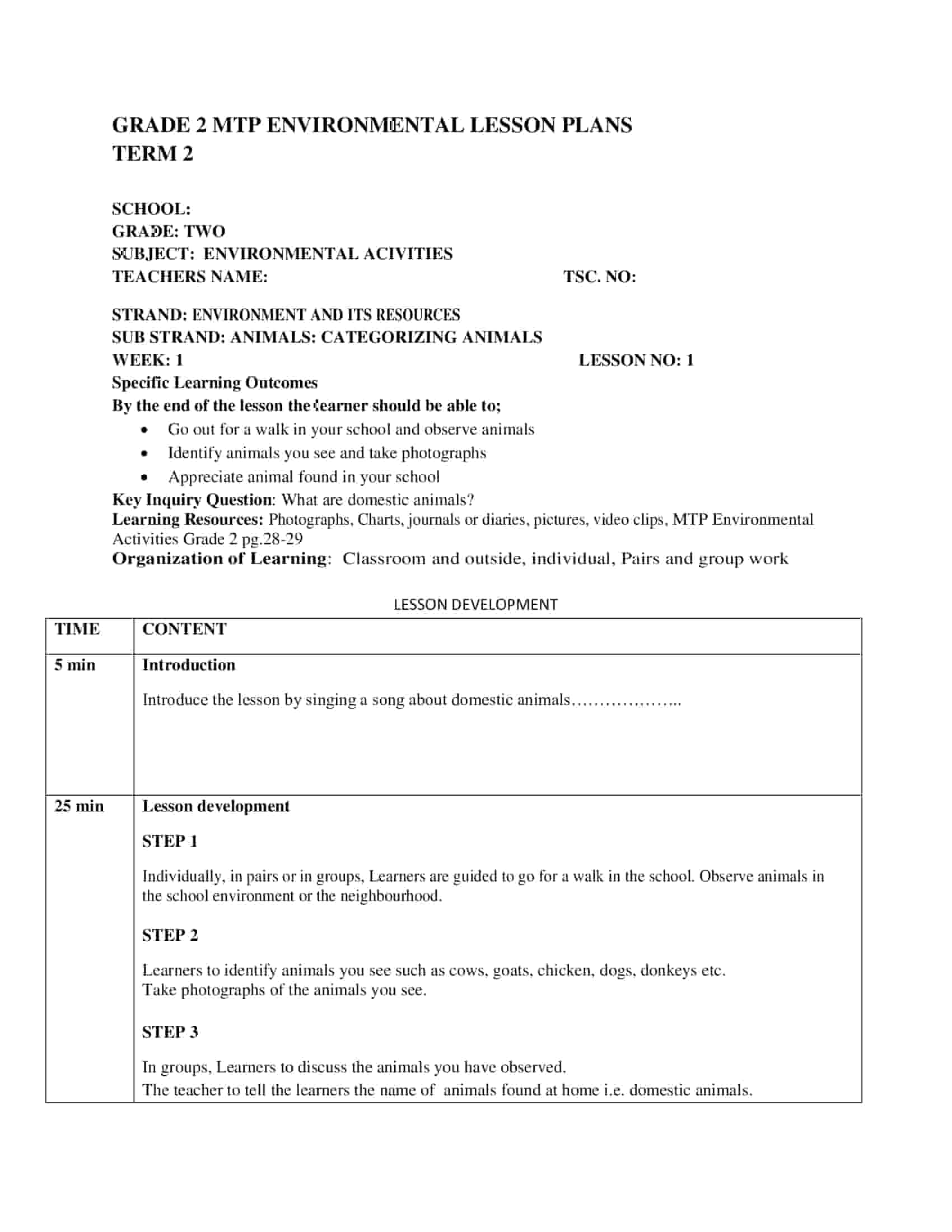 Grade 2 MTP Environmental Lesson Plans Term 2 - Elimplex