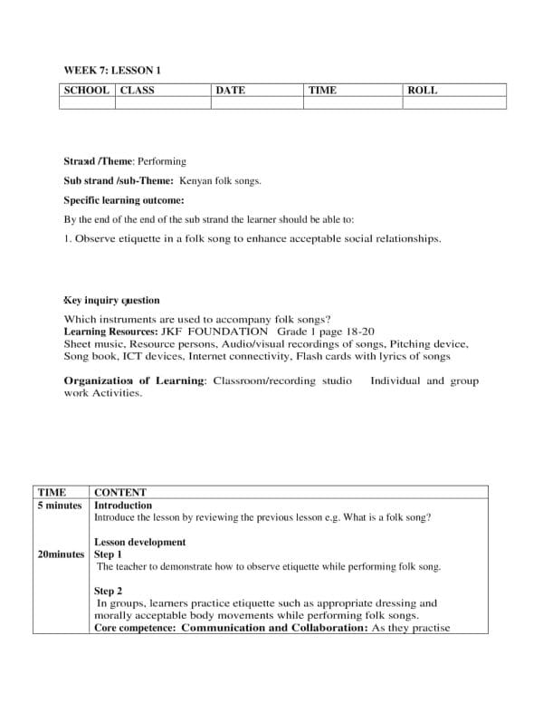 Grade 4 JKF Music Activities Lesson Plans Term 1 Week 7-12 - Elimplex