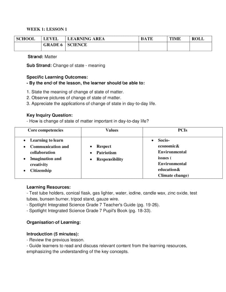 Grade 6 Rationalized Science and Technology Lesson Plans Term 2 - Elimplex