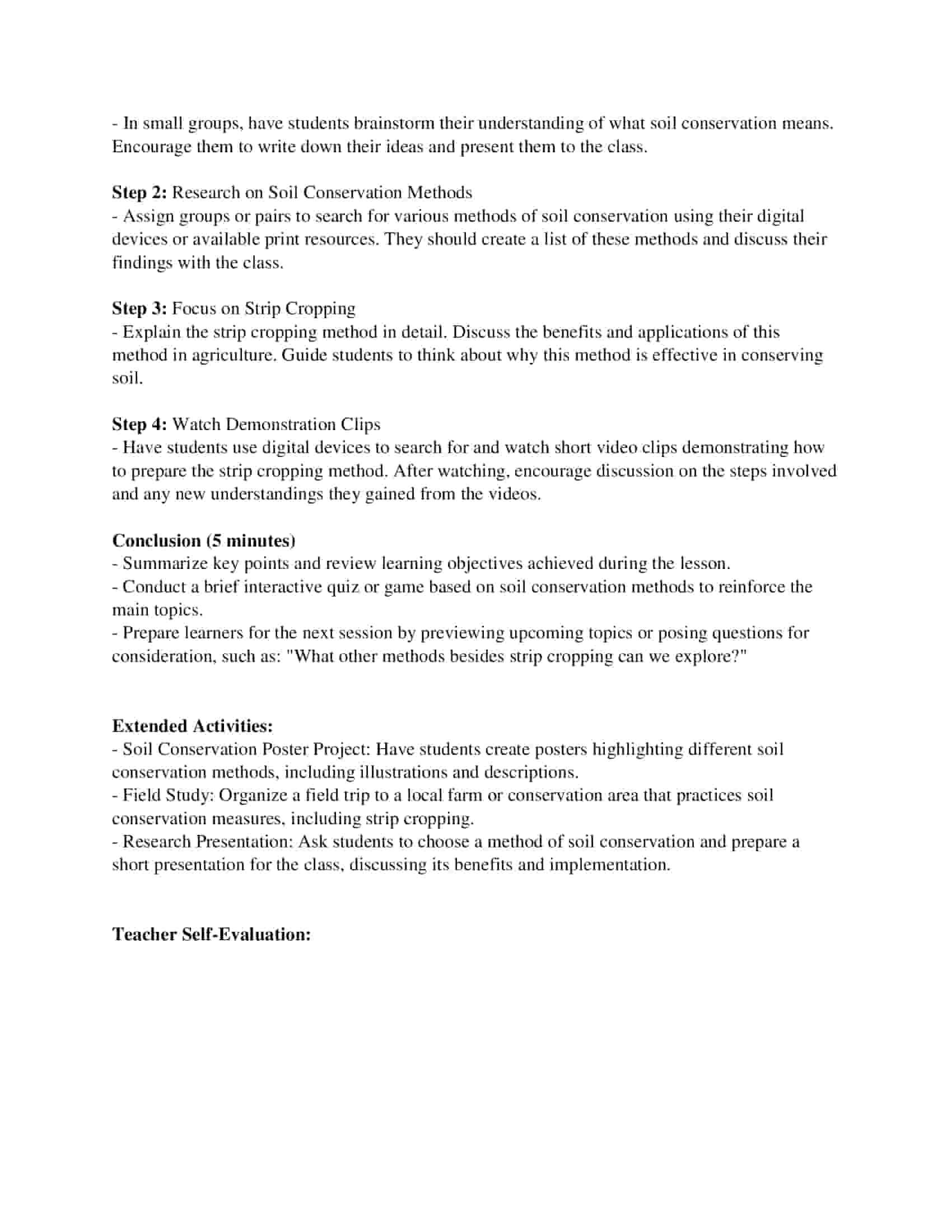 Grade 8 Agriculture and Nutrition Lesson Plans on Conservation of ...