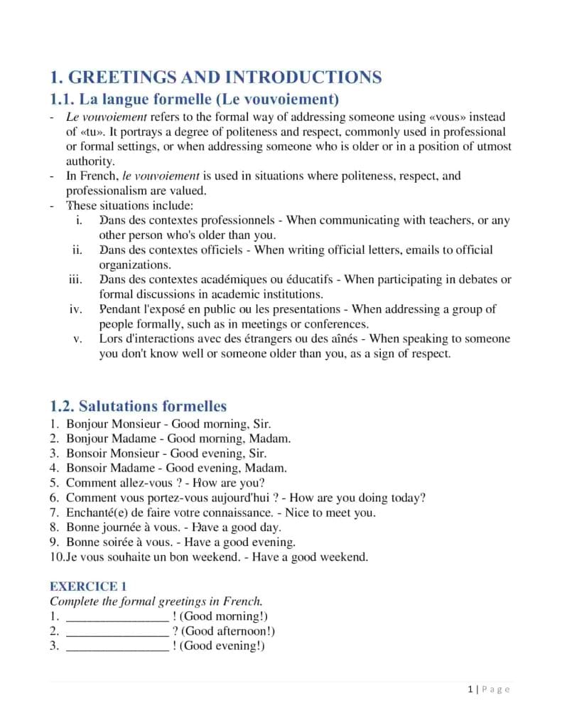 Grade 8 French Notes Term 1, 2, and 3 - Elimplex