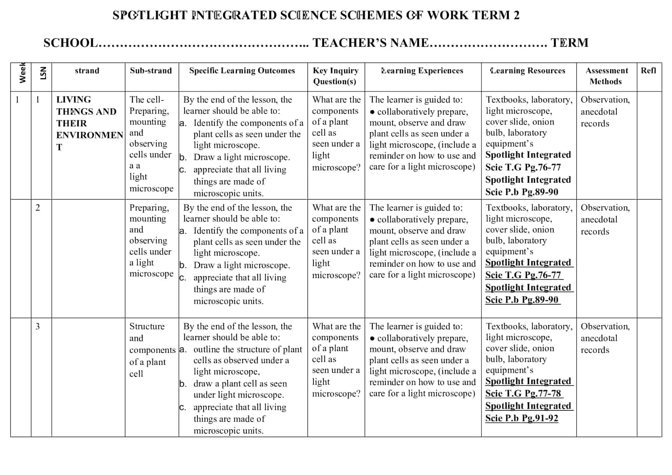 Grade 8 Rationalized Integrated Science Scheme of Work Term 1 ...