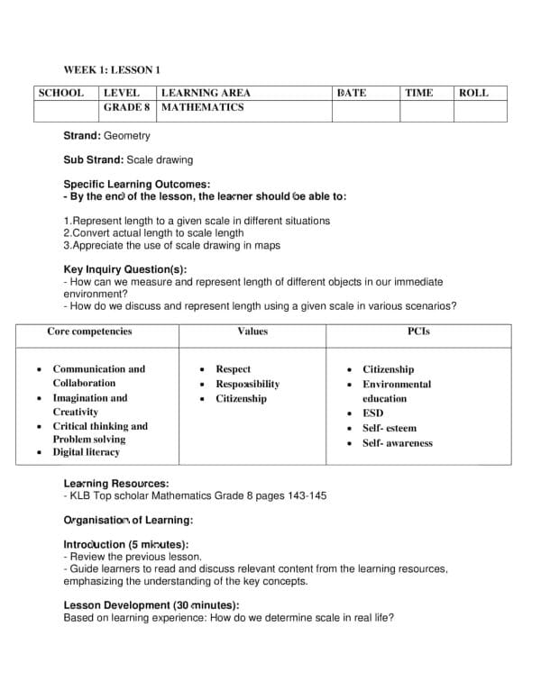 Grade 8 Rationalized Mathematics Lesson Plans Term 3 - Elimplex