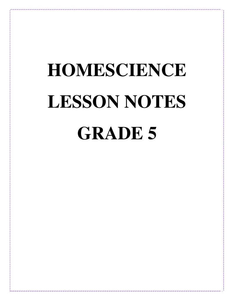 Grade 5 Home Science Notes - Elimplex