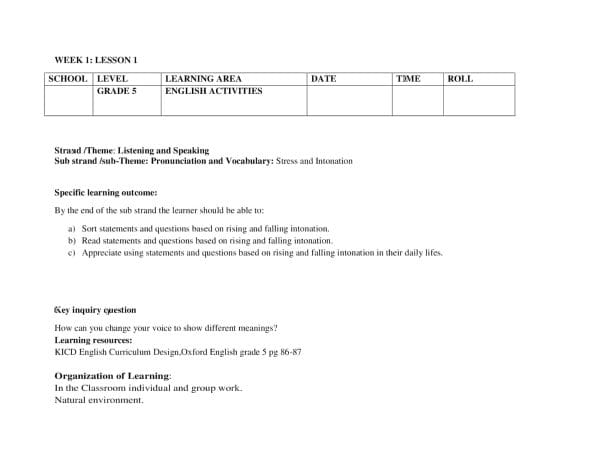 Grade 5 English Lesson Plans Term 2 Oxford - Elimplex