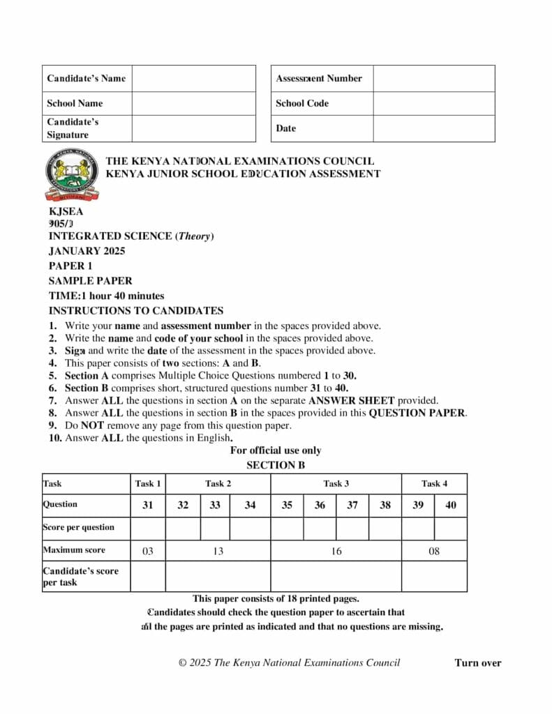 Grade 9 Integrated Science (Theory) - Elimplex