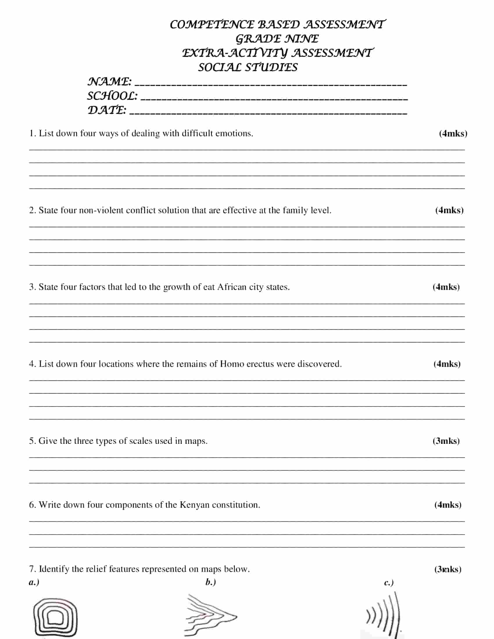 Grade 9 Extra-Activity Assessment Social Studies - Elimplex