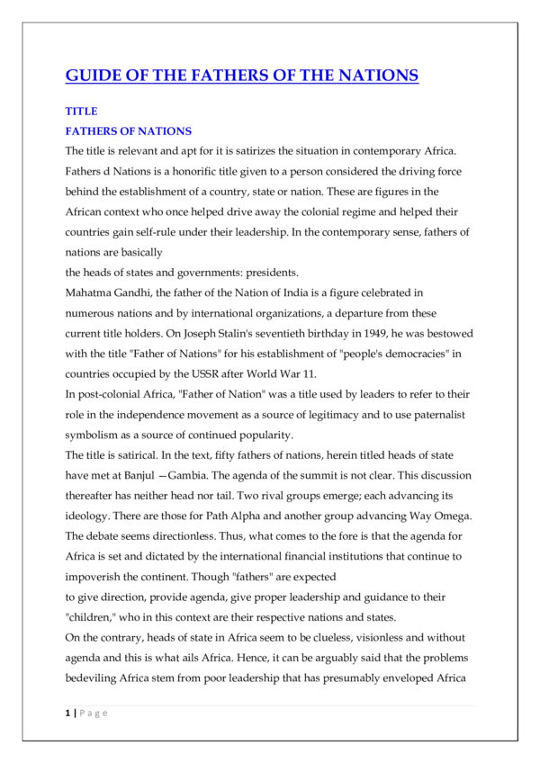Fathers of Nations Summary Notes - Elimplex