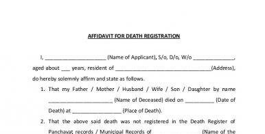 Affidavit For Death Registration - Elimplex